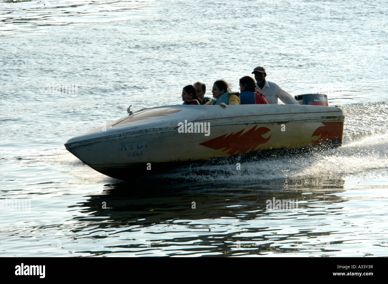 SPEED BOAT RIDING IN AKKULAM LAKE TRIVANDRUM Stock Photo - Alamy