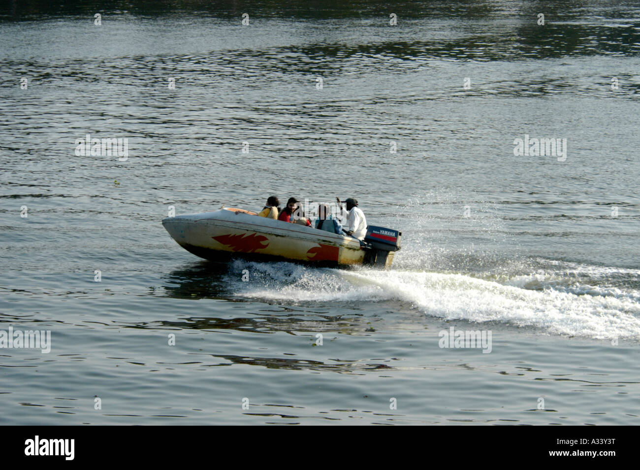 SPEED BOAT RIDING IN AKKULAM LAKE TRIVANDRUM Stock Photo - Alamy