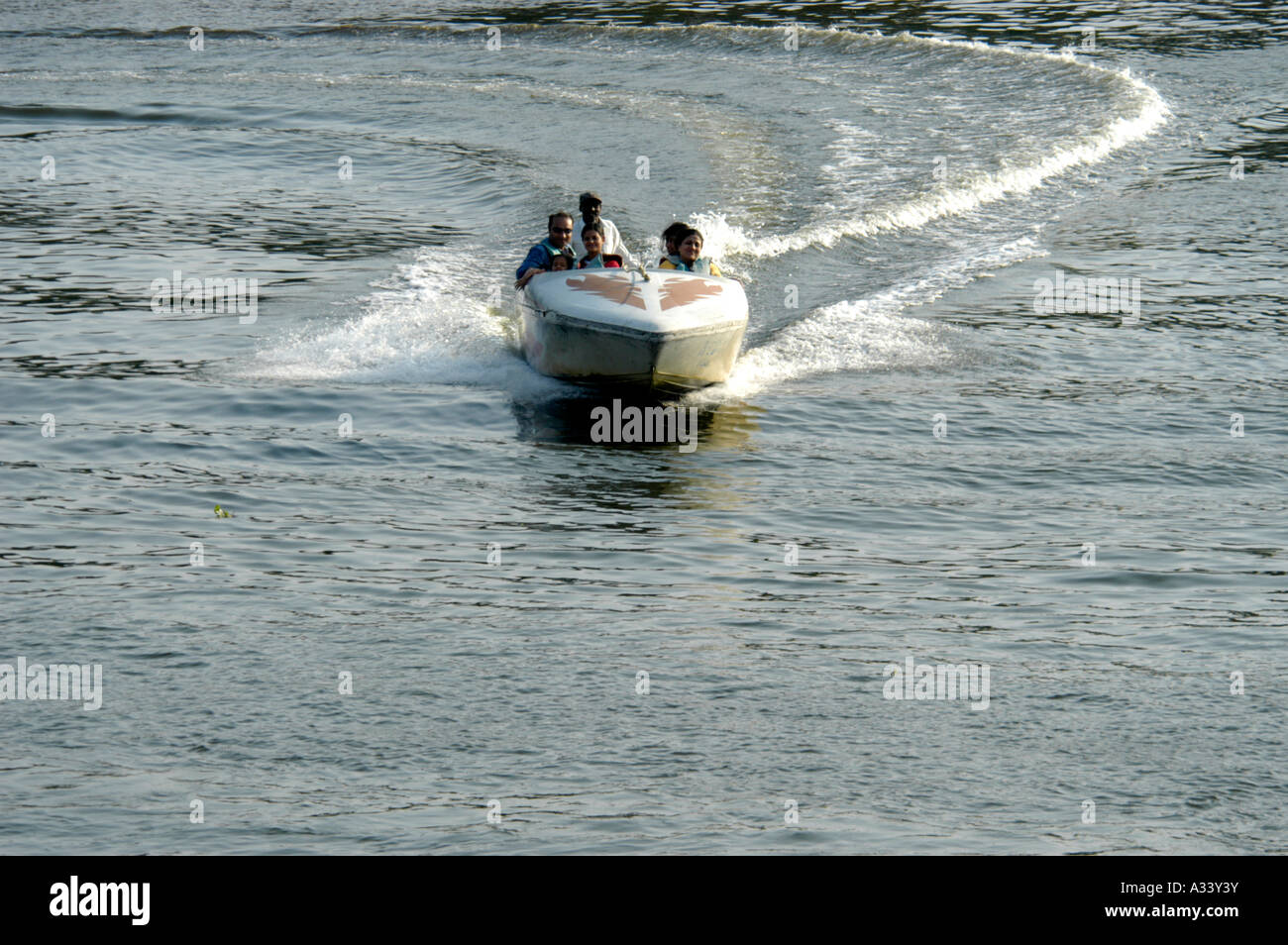SPEED BOAT RIDING IN AKKULAM LAKE TRIVANDRUM Stock Photo - Alamy