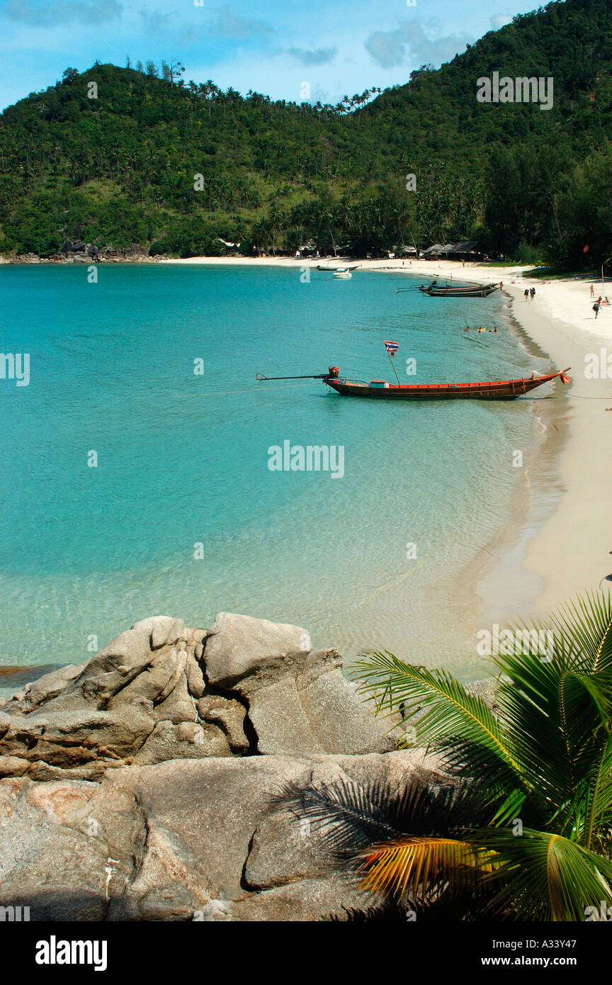 beach boats Haad Khuad Bottle Beach Koh PhanGan island Thailand Stock ...