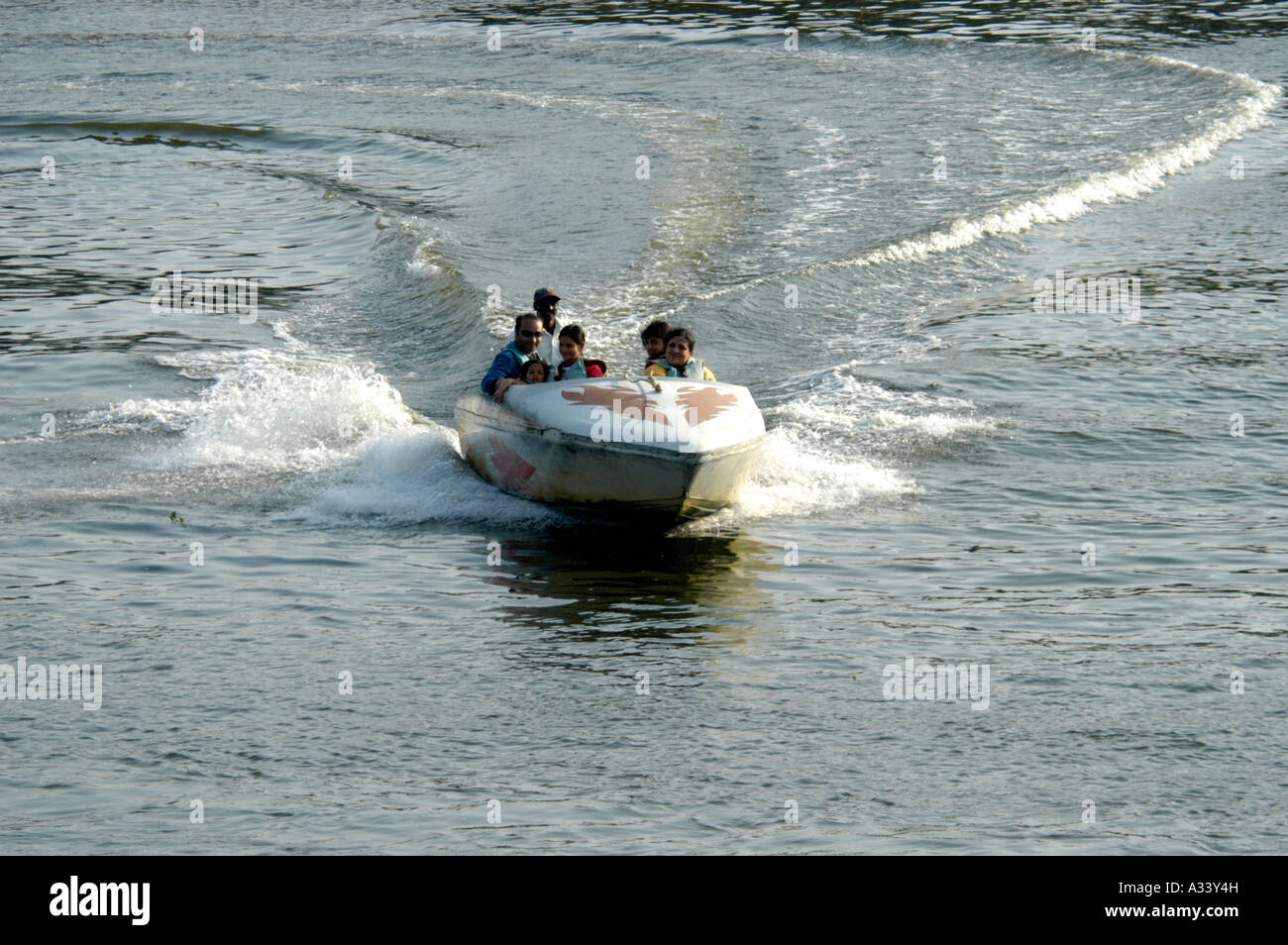 SPEED BOAT RIDING IN AKKULAM LAKE TRIVANDRUM Stock Photo - Alamy