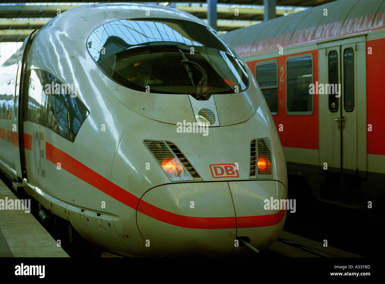ICE High Speed train on platform stationed at Munich Central Station ...