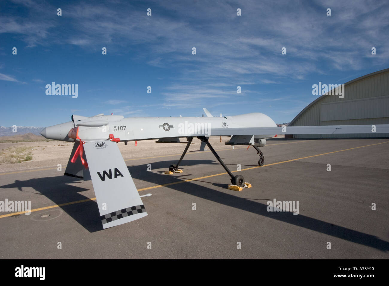 USAF Predator pilotless surveillance drone at Creech USAF base AFB ...