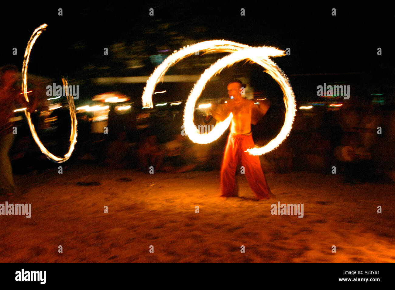 Devil sticks Full moon party Hat Rai Ko Phan Gan island Thailand Stock ...