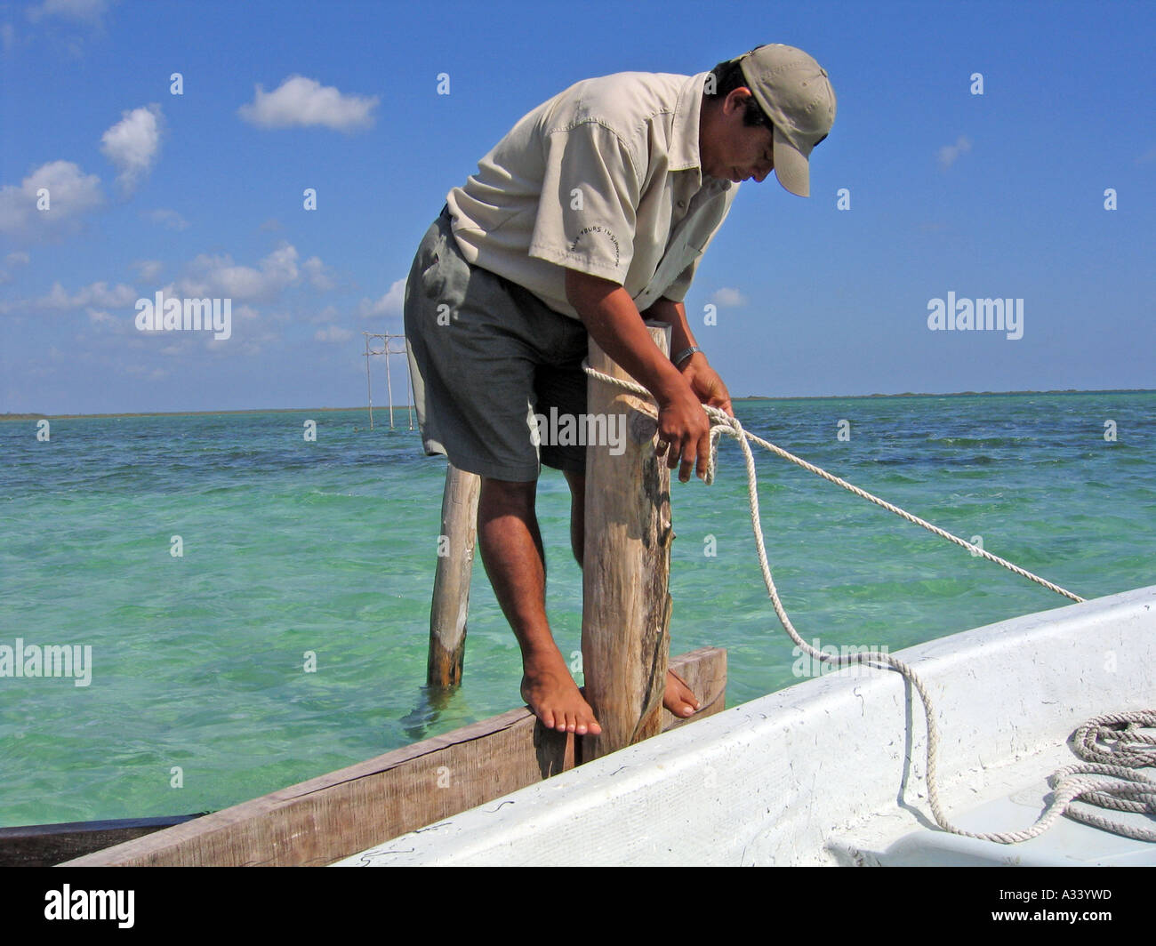 boatman, Sian Kaan biosphere nature reserve, Yucatan, Mexico Stock ...