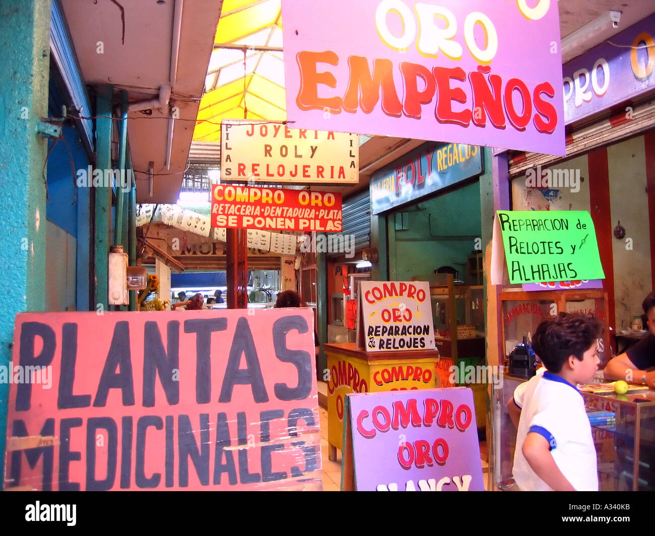 street within the covered market, Merida, Yucatan, Mexico Stock Photo ...
