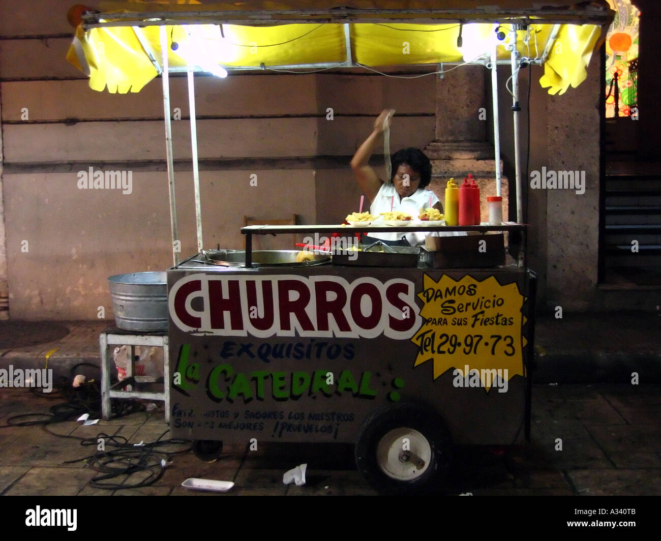 street stall selling churros, Merida, Yucutan, Mexico Stock Photo - Alamy