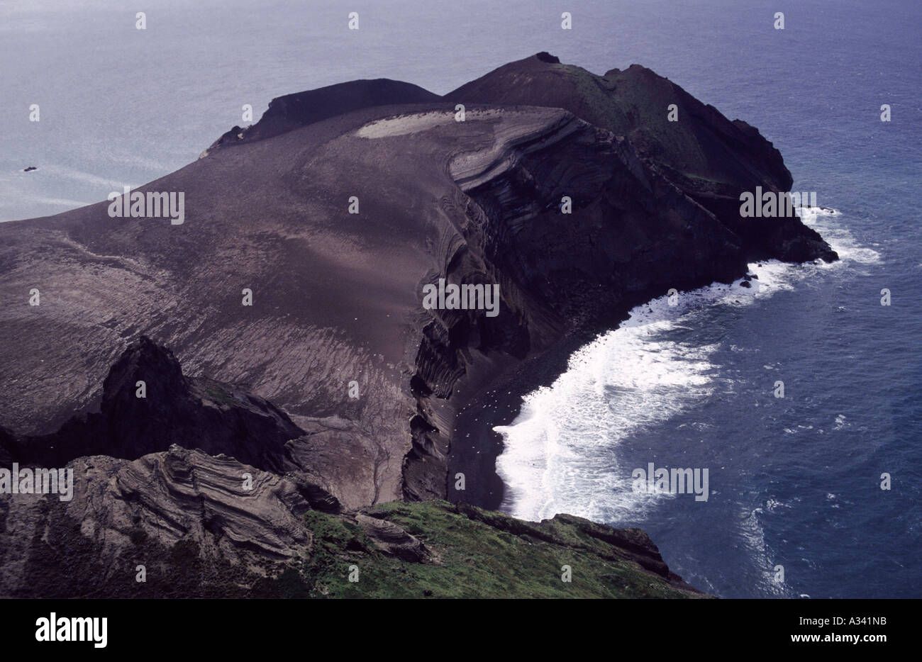 Azores Island, Faial Island, portugal Capelinhos volcano, aereal view ...