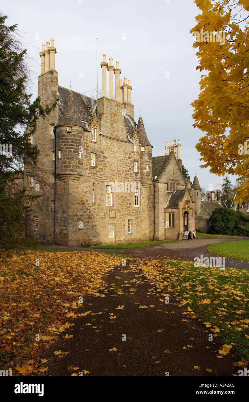 Lauriston Castle, in the west end of Edinburgh, Scotland. 16th C. tower ...