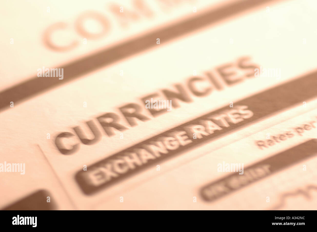 business newspaper with currency charts, blurred, zooming Stock Photo ...