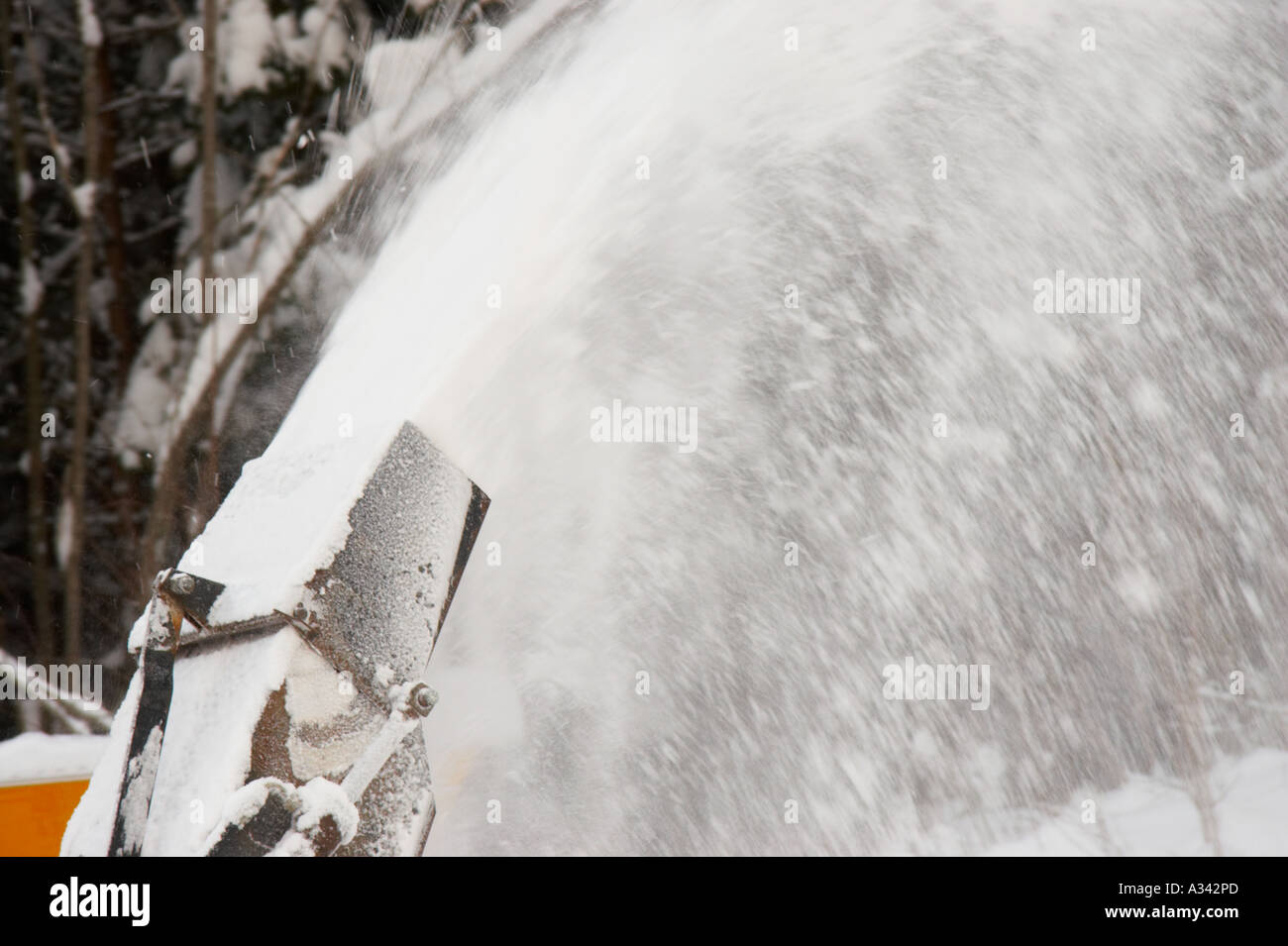 Norway, Oslo, Oslo City. Snow plough / tractor driving down a country ...