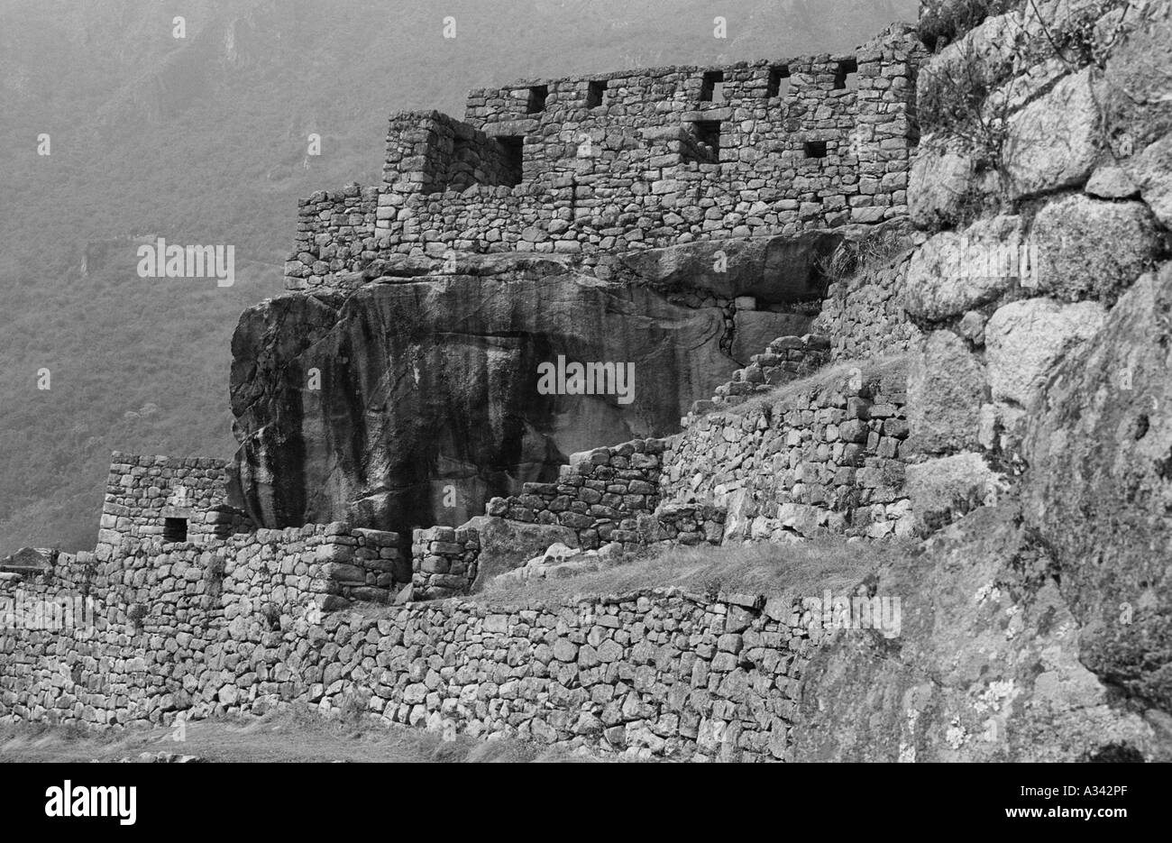 Machu Picchu buildings in Peru Stock Photo - Alamy