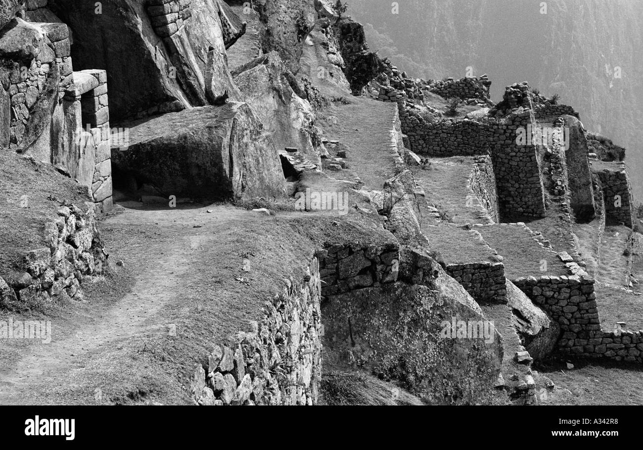 Machu Picchu buildings in Peru Stock Photo - Alamy