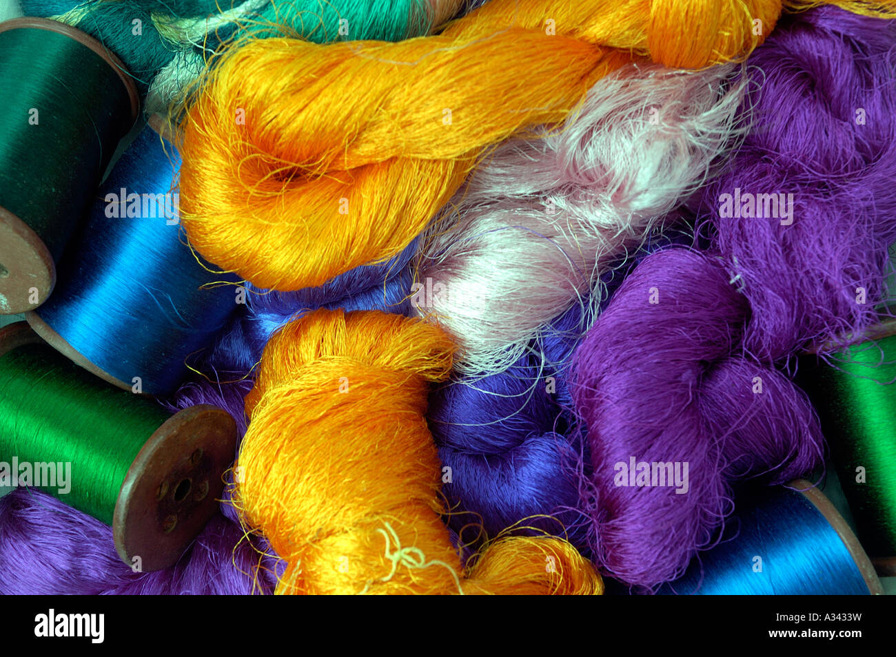 HANDLOOM YARNS BALARAMAPURAM NEAR TRIVANDRUM Stock Photo - Alamy