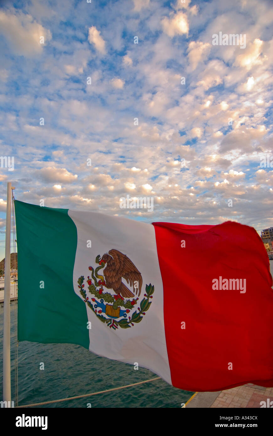Mexican flag flying in Cabo San Lucas, Baja California, Mexico Stock ...