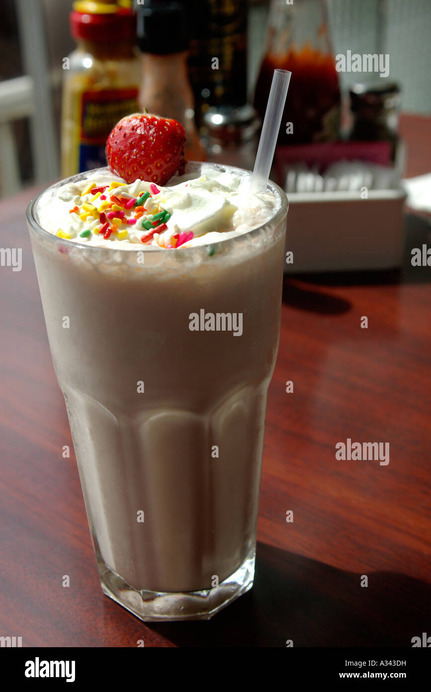 A milkshake served up at a diner in South Beach, Miami, Florida Stock ...