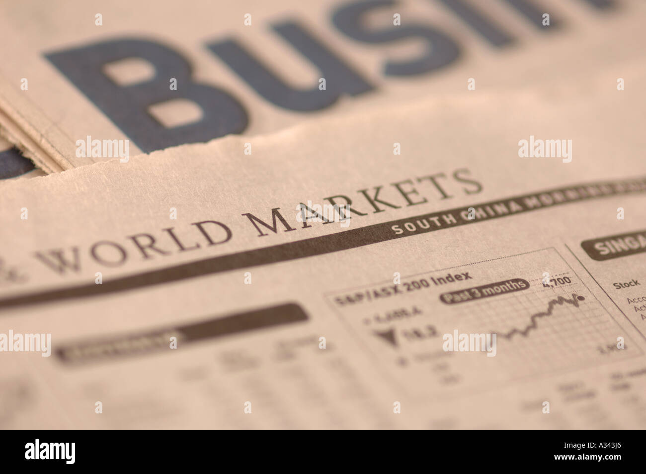 business newspaper with world market charts Stock Photo - Alamy