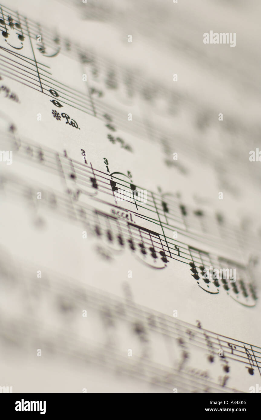 detailed photograph of musical notes on a page Stock Photo - Alamy
