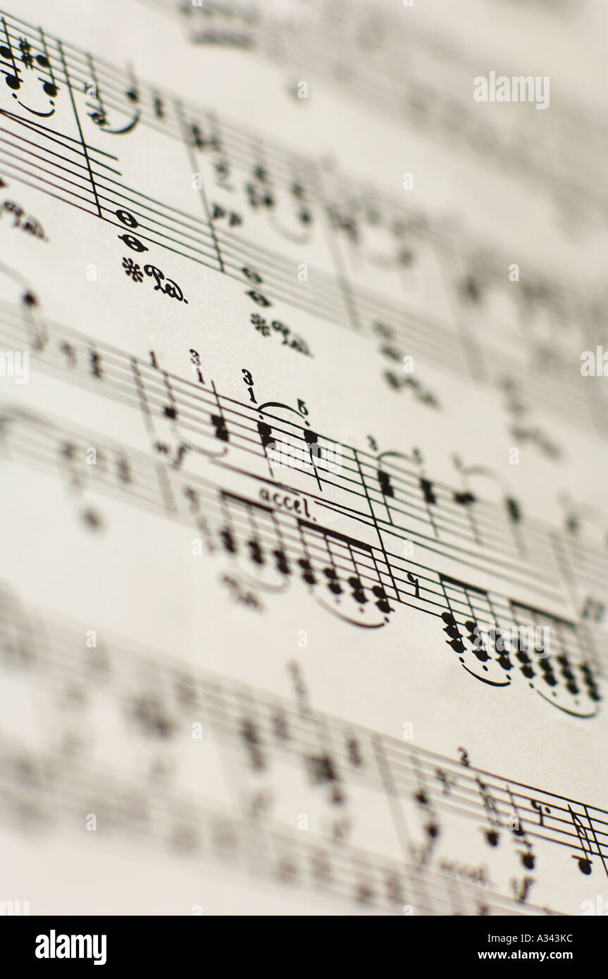 detailed photograph of musical notes on a page Stock Photo - Alamy