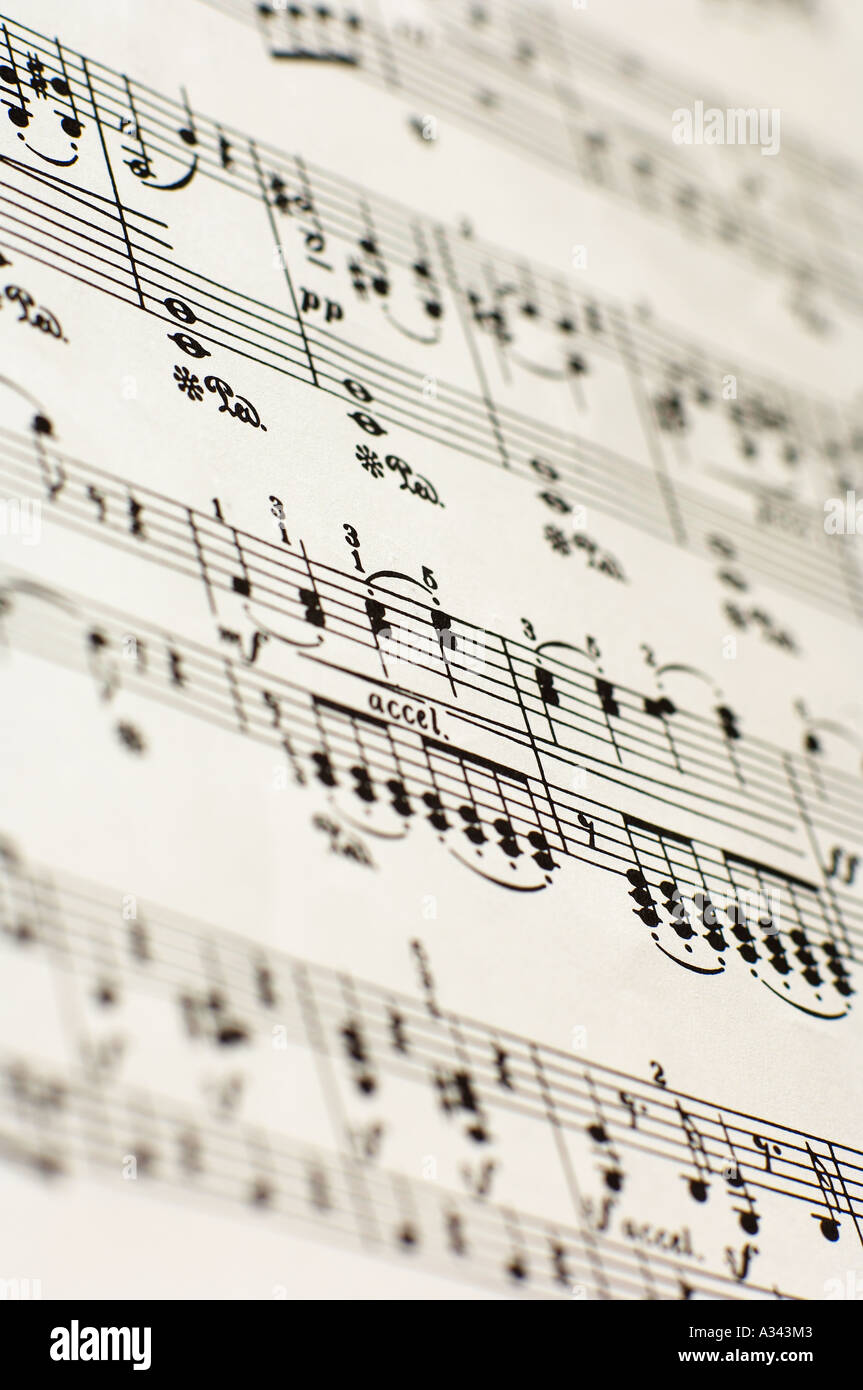 detailed photograph of musical notes on a page Stock Photo - Alamy