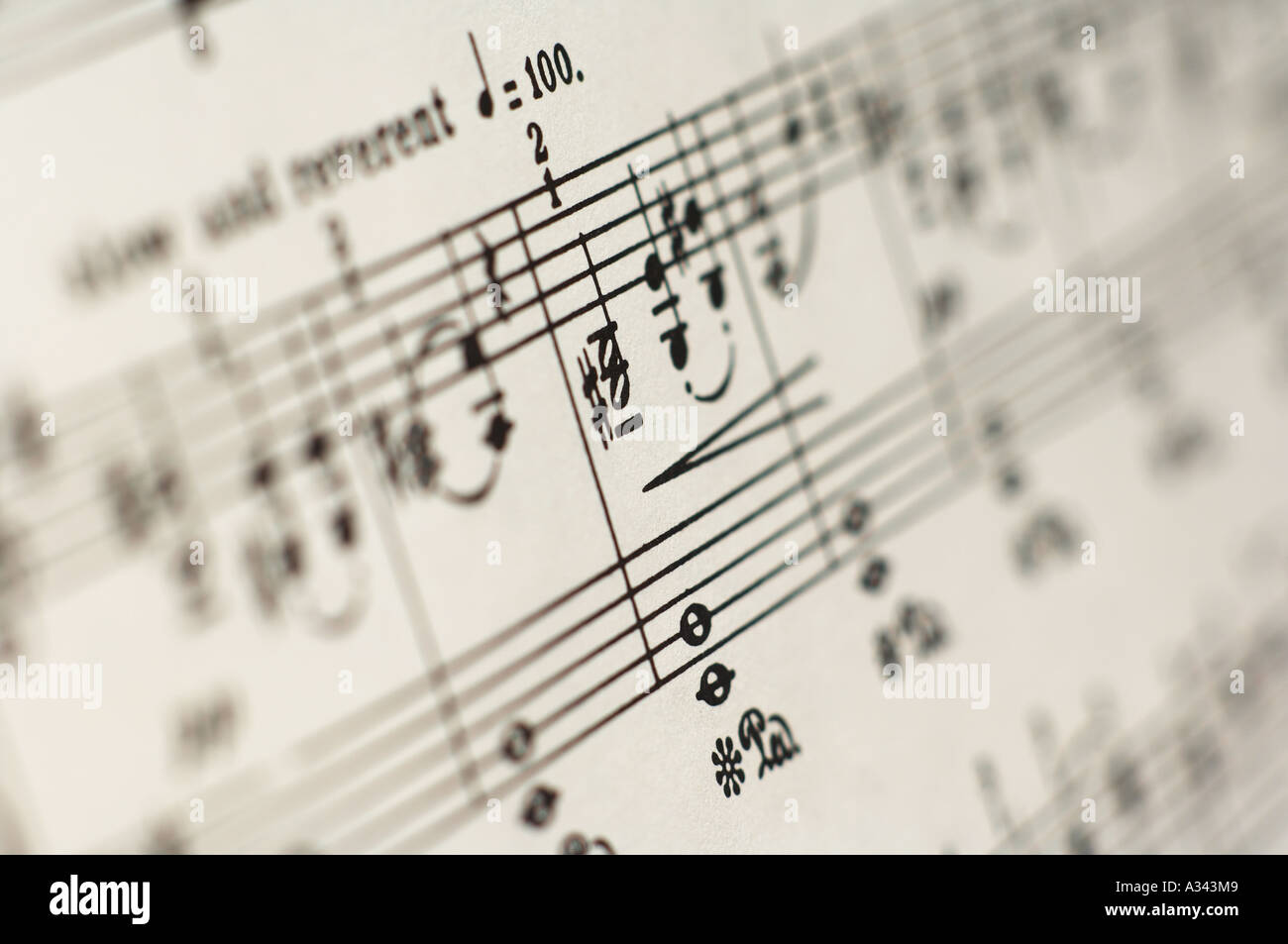 detailed photograph of musical notes on a page Stock Photo - Alamy