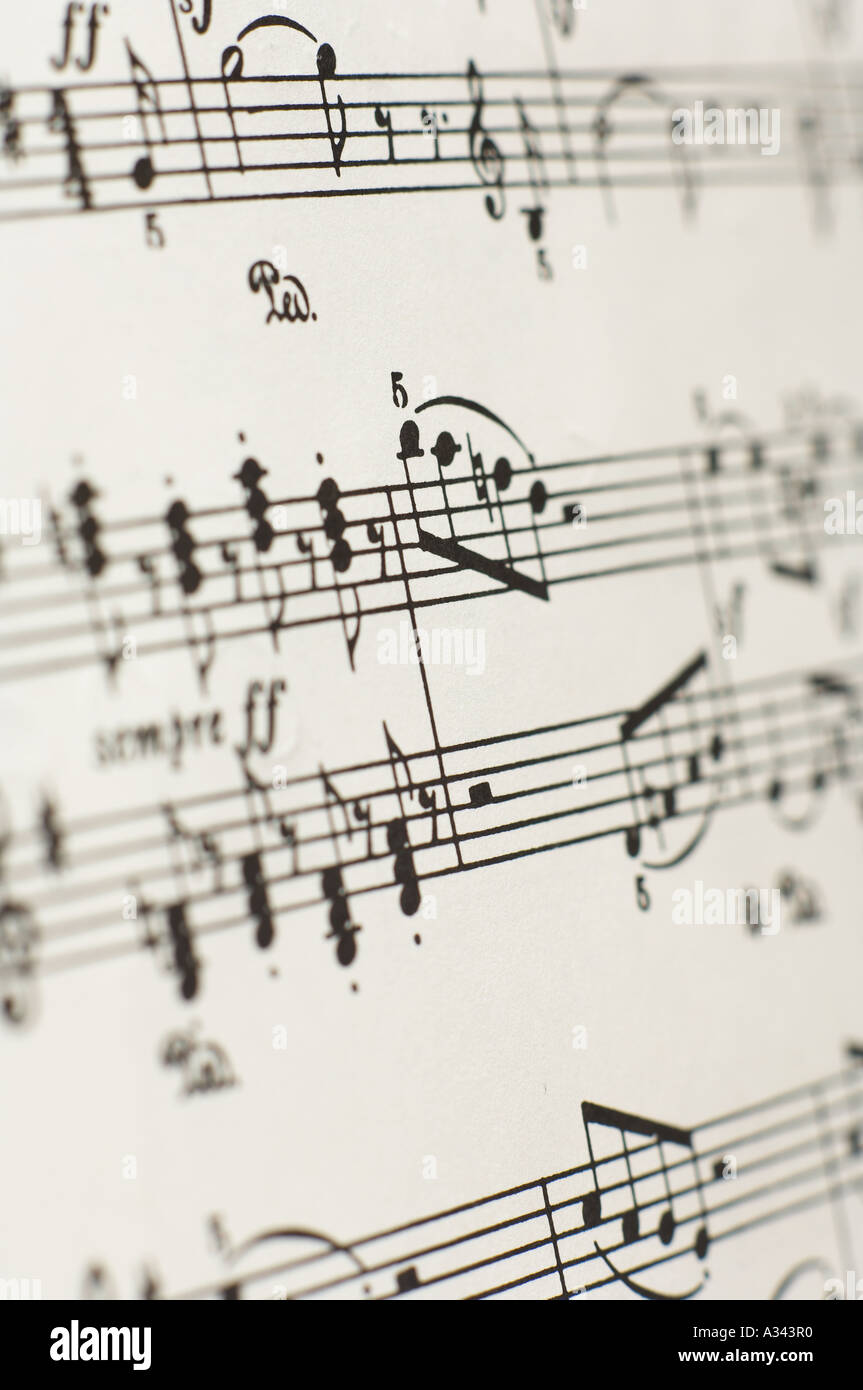 detailed photograph of musical notes on a page Stock Photo - Alamy