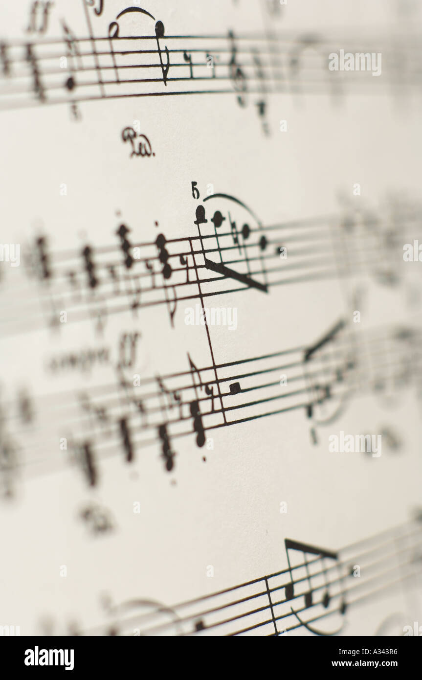 detailed photograph of musical notes on a page Stock Photo - Alamy
