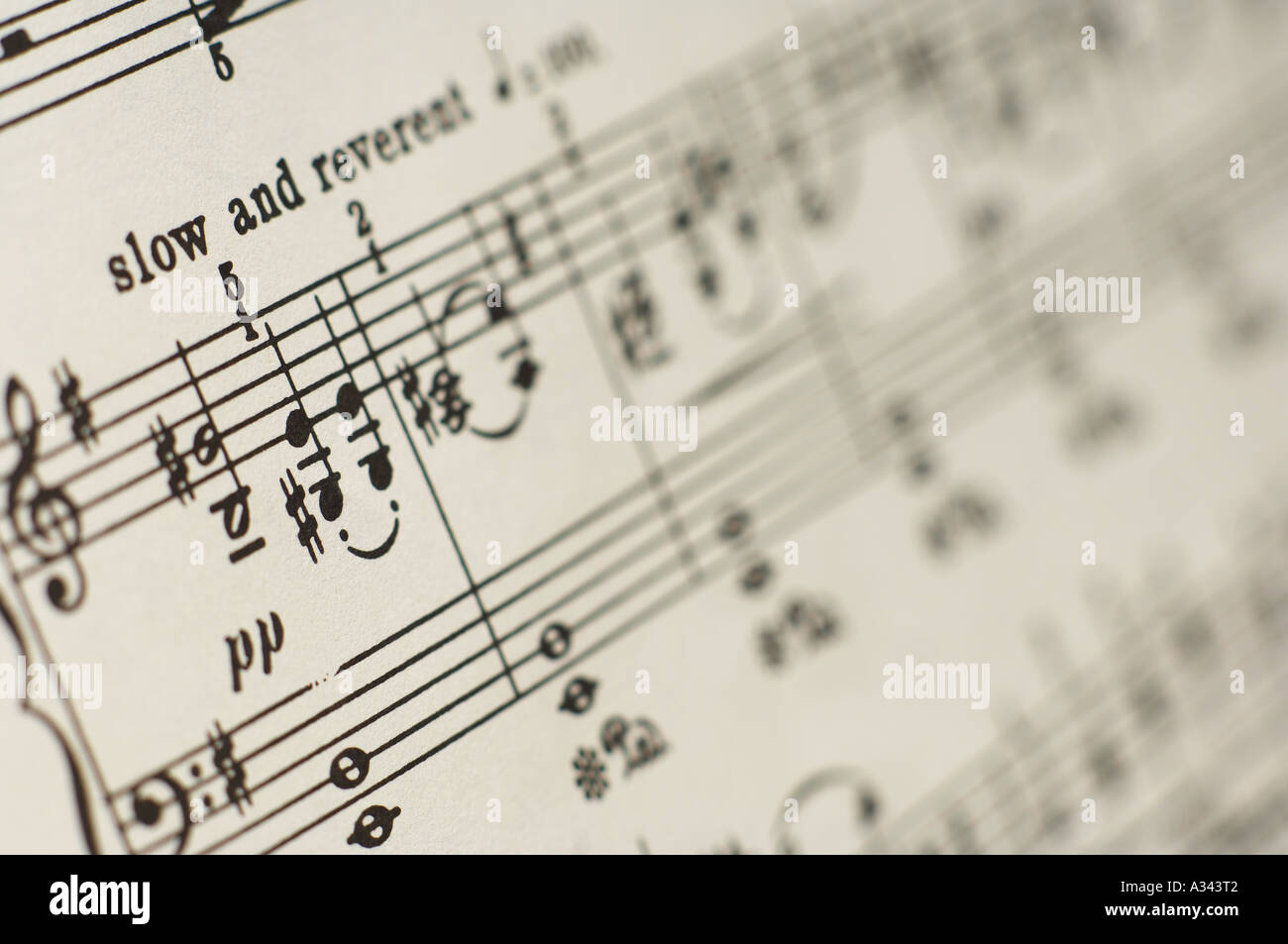 detailed photograph of musical notes on a page Stock Photo - Alamy