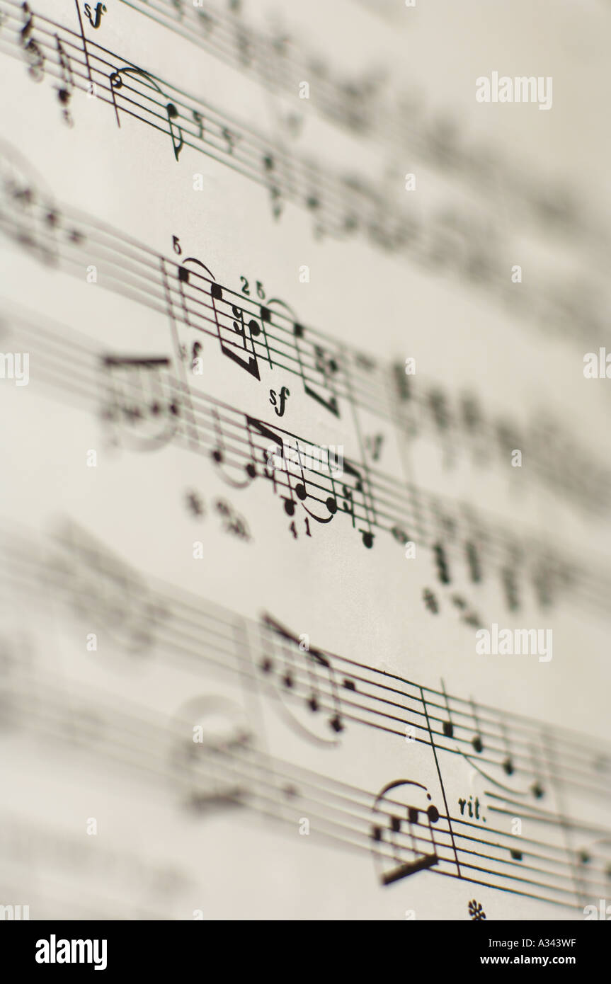 detailed photograph of musical notes on a page Stock Photo - Alamy