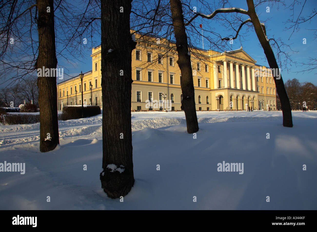 Norway, Oslo, Oslo City. The Royal Palace and surrounding park and ...