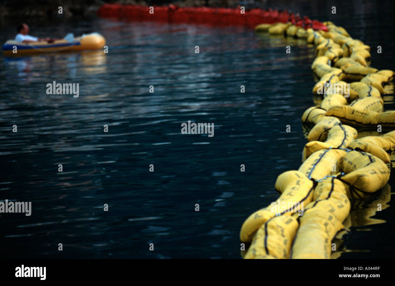 Buoy to protect the harbour against pollution by oil Menton France may ...