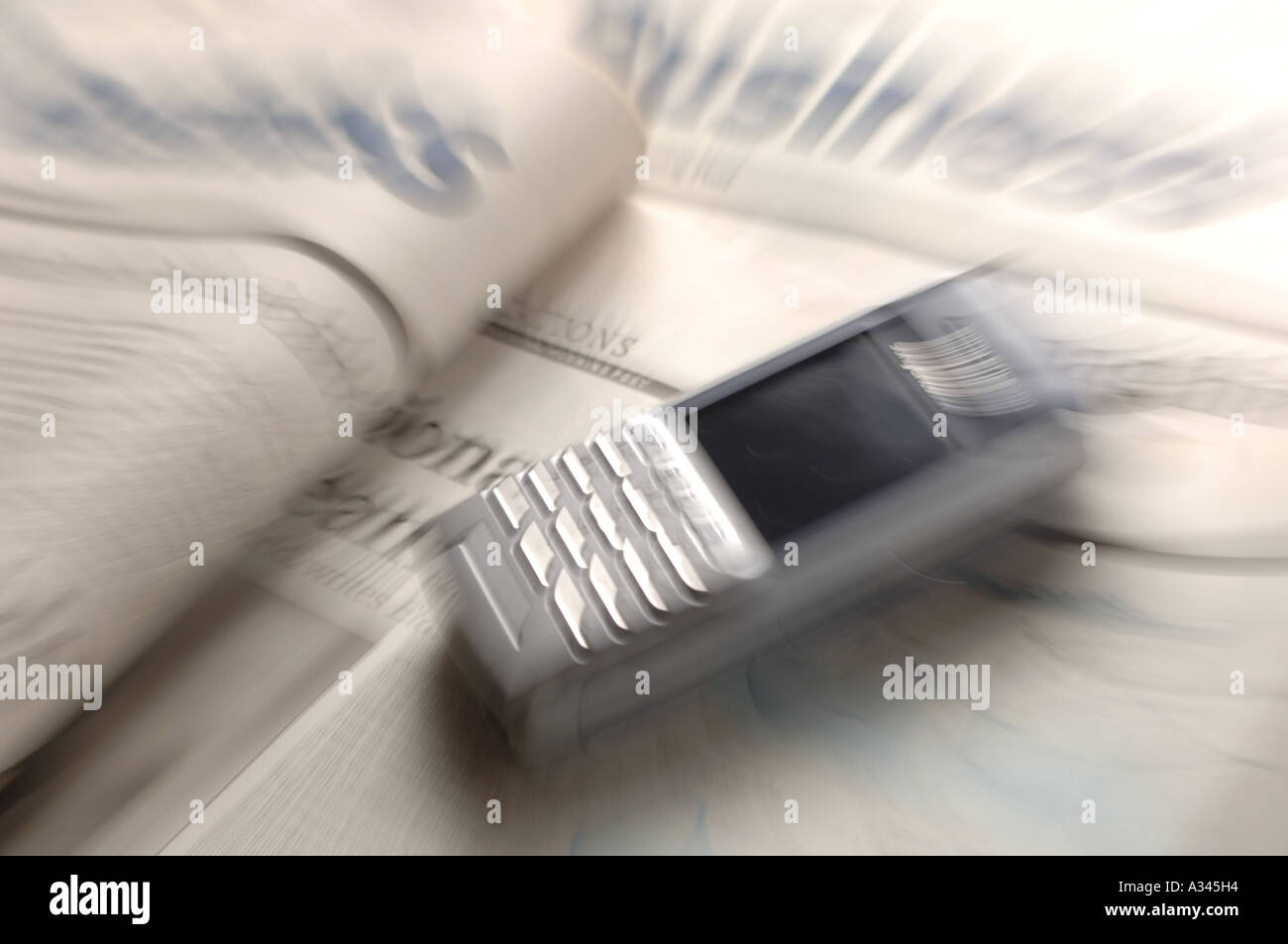 business, capital market graphics newspaper, with mobile phone , PDA ...