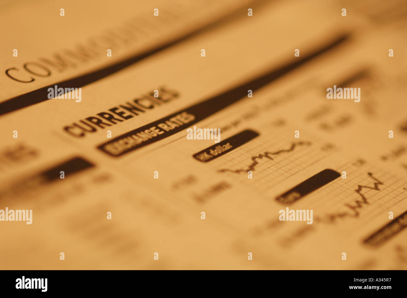 business newspaper with currencies charts Stock Photo - Alamy
