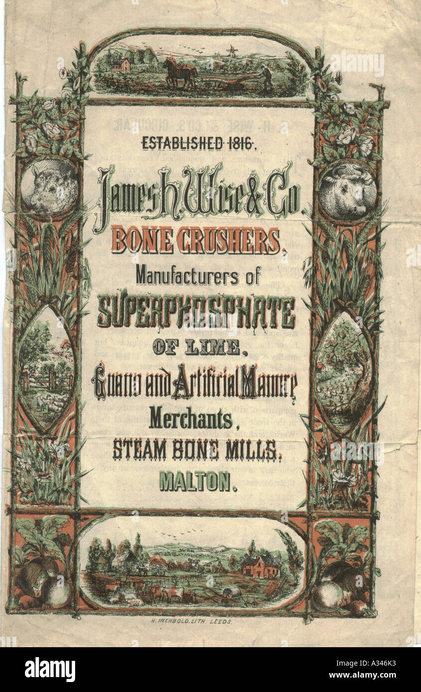 Guano and Bone Crushers advertisment circa 1875 Stock Photo - Alamy