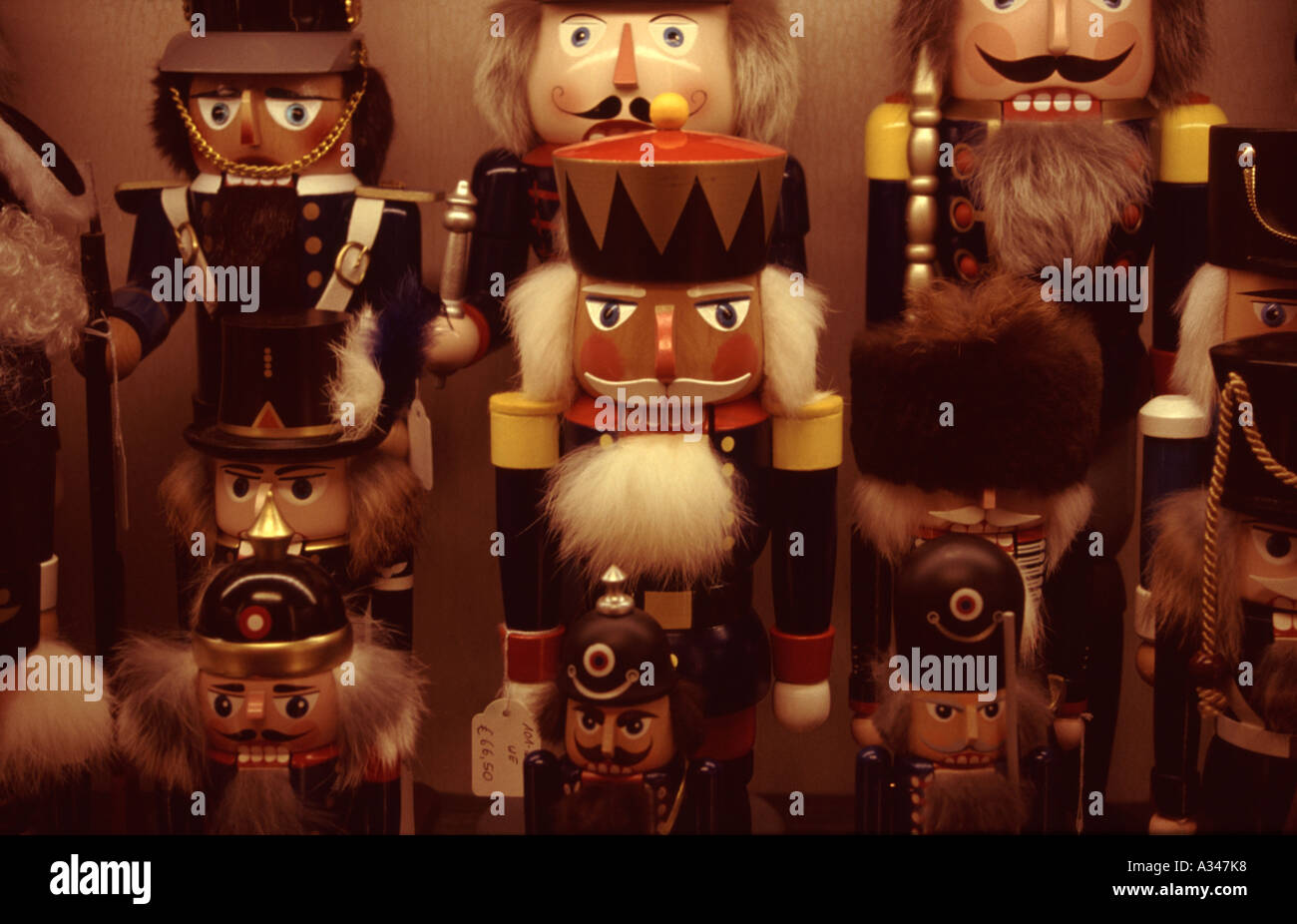 Christmas smokers, wooden decorations in German Christmas market Stock ...