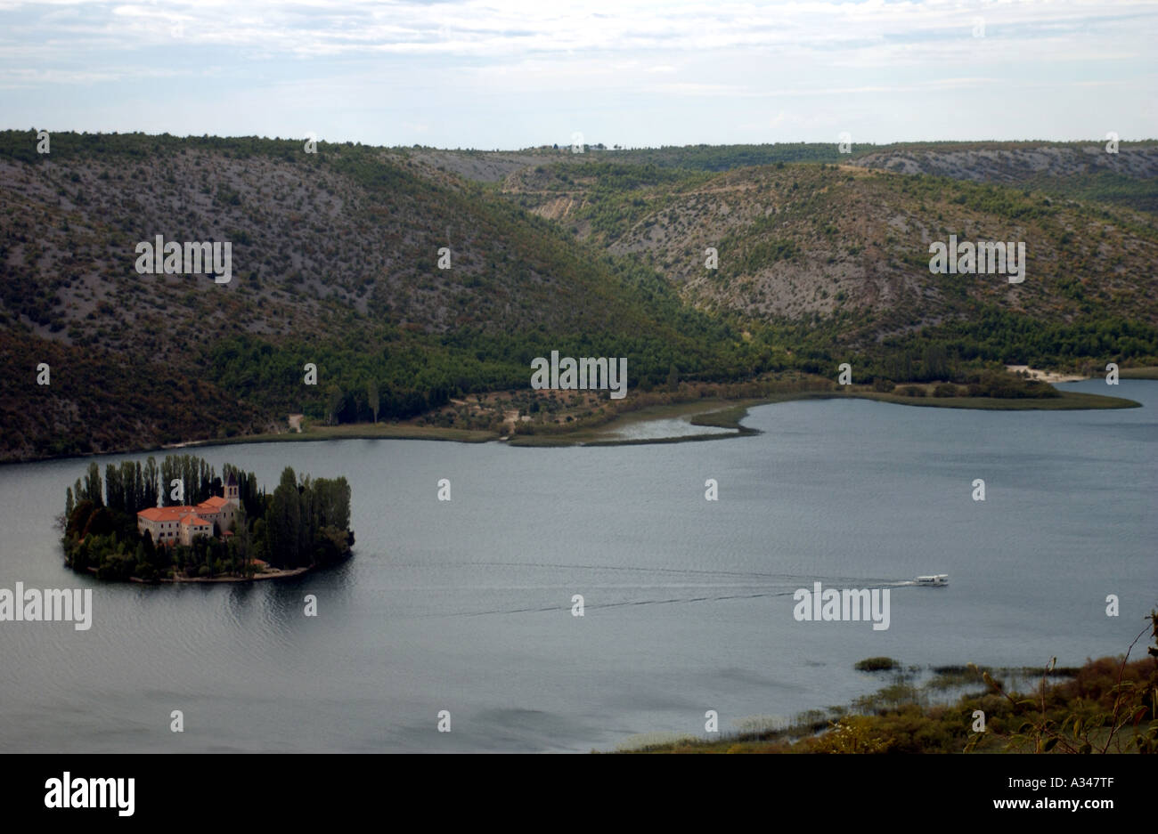 Franciscan monastery on an island in Visovac lake , croatia Stock Photo ...