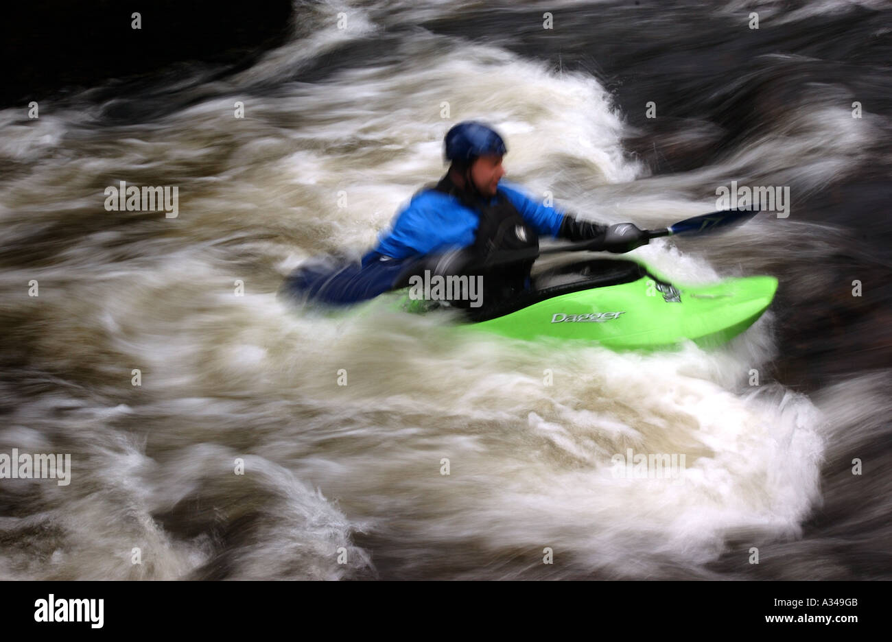 man paddling kayak on whitewater river from above Stock Photo - Alamy