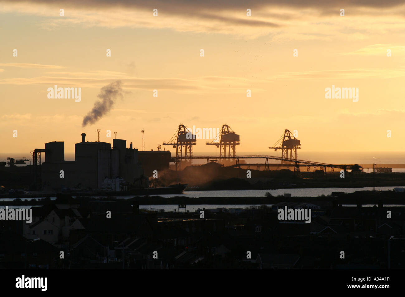 Dusk Port Talbot Docks South Wales Stock Photo - Alamy