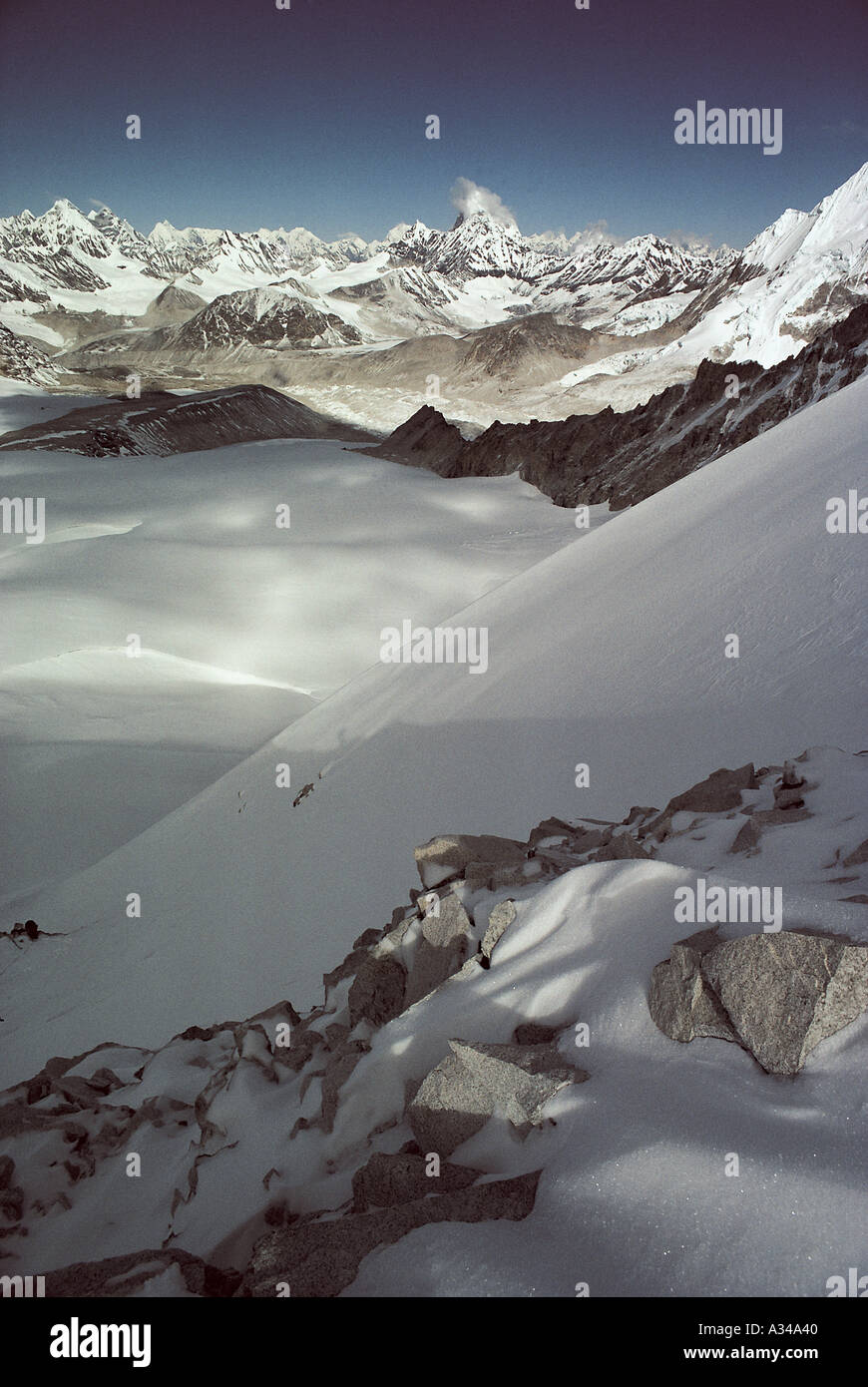 Hongu view from West Col Stock Photo - Alamy