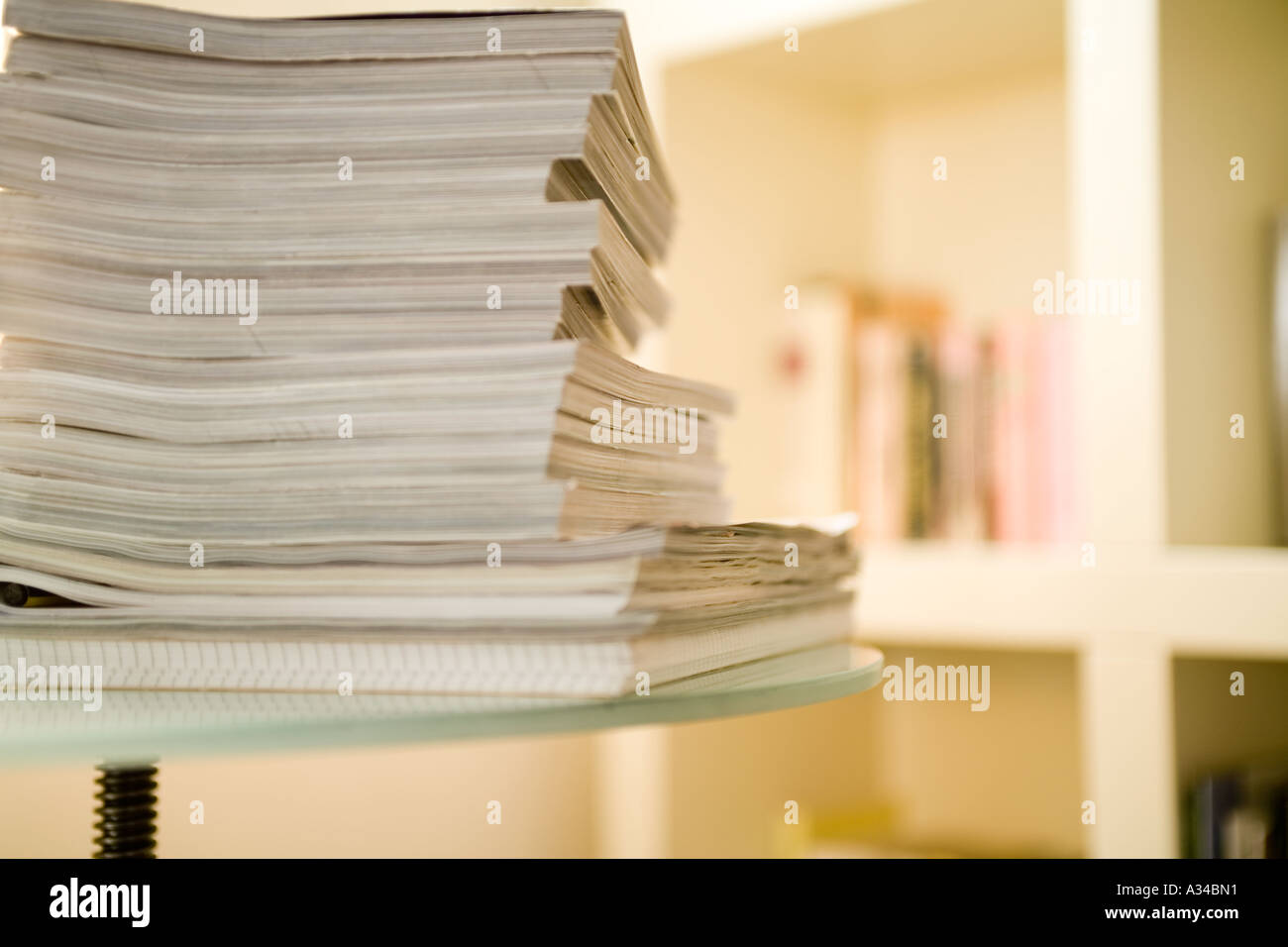 bunch of magazines on a crystal table Stock Photo - Alamy
