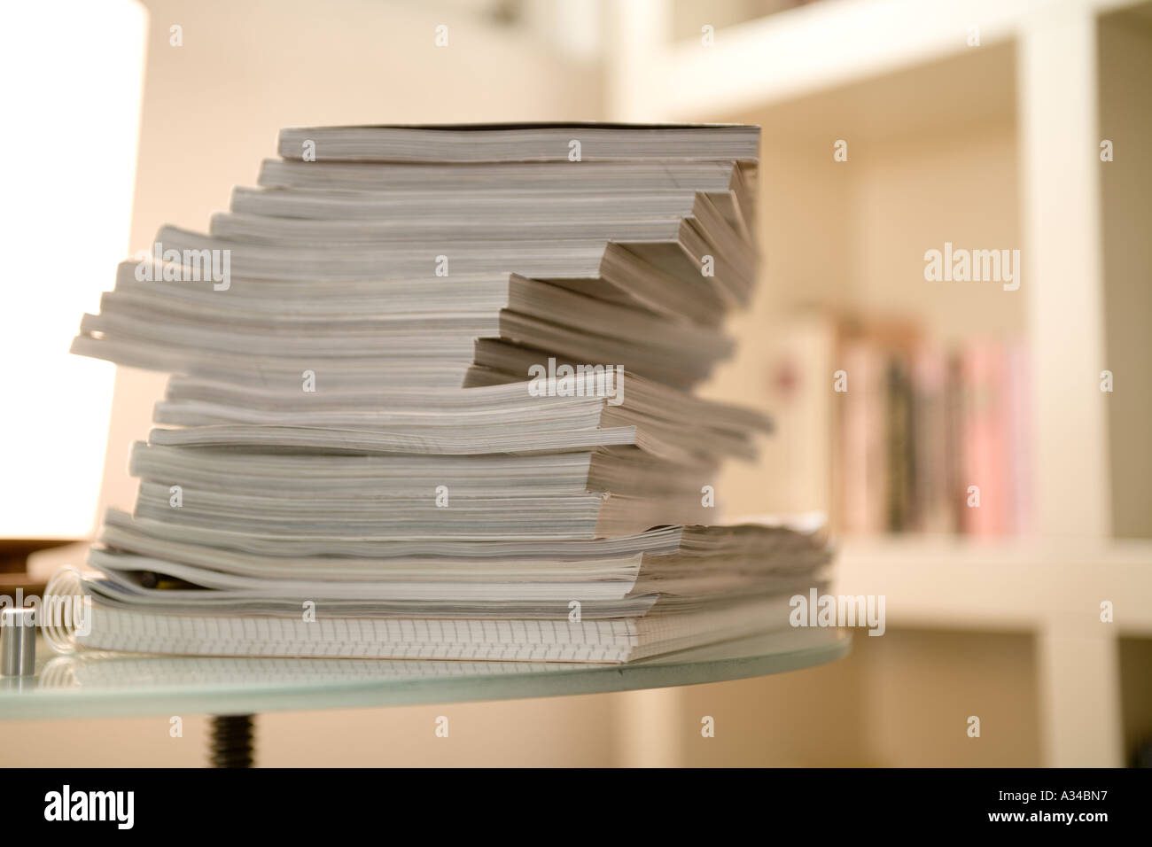 Bunch of magazines on a crystal table Stock Photo - Alamy