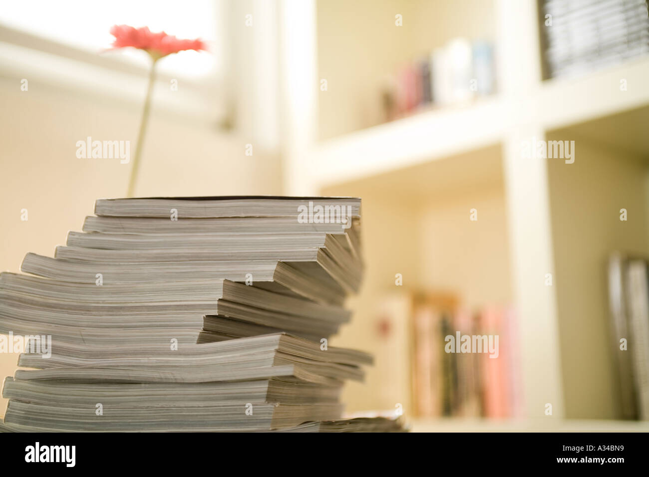 Bunch of magazines on a crystal table Stock Photo - Alamy