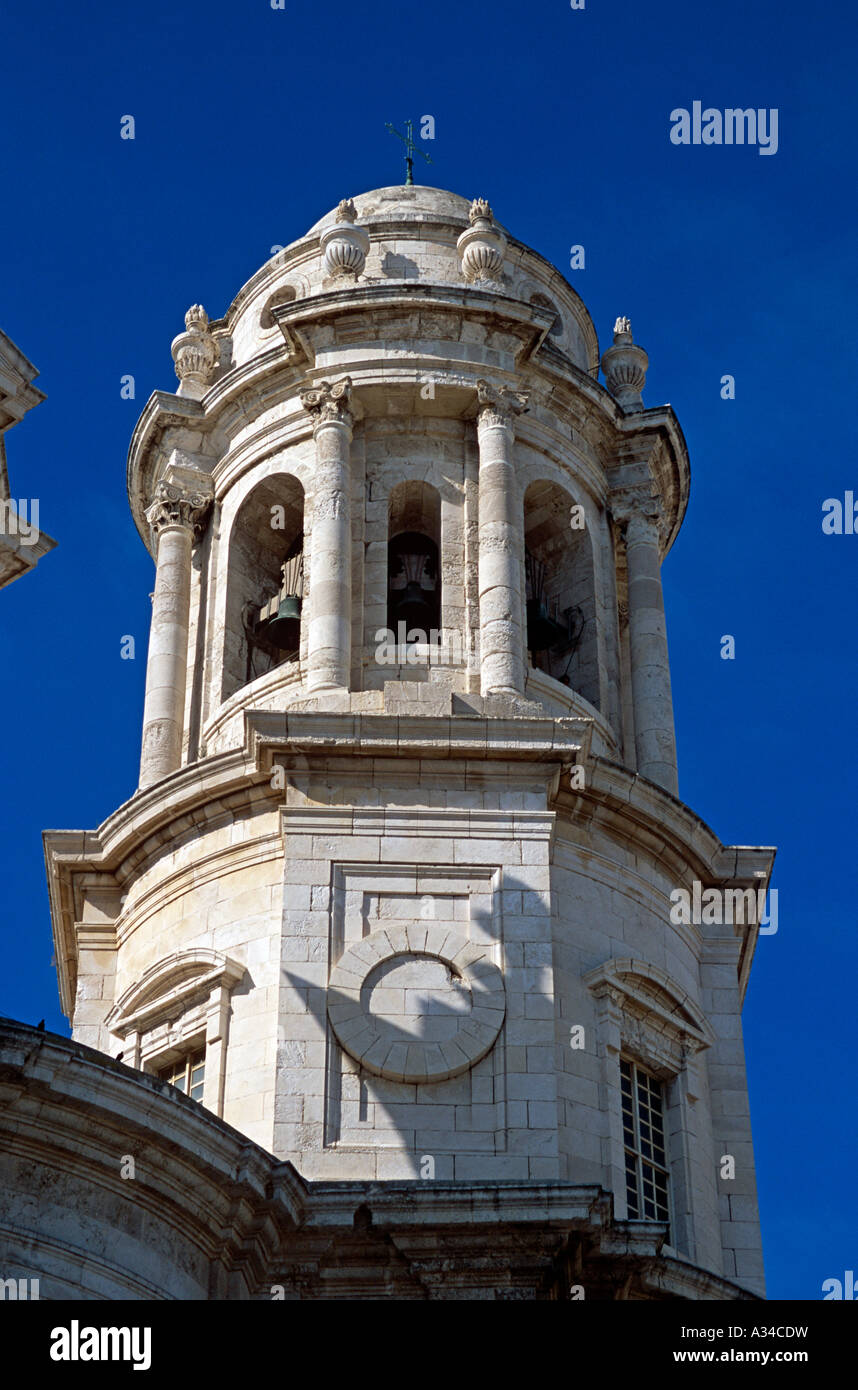 Bell tower of Cadiz Cathedral, Plaza de la Catedral, Cadiz, Spain Stock ...