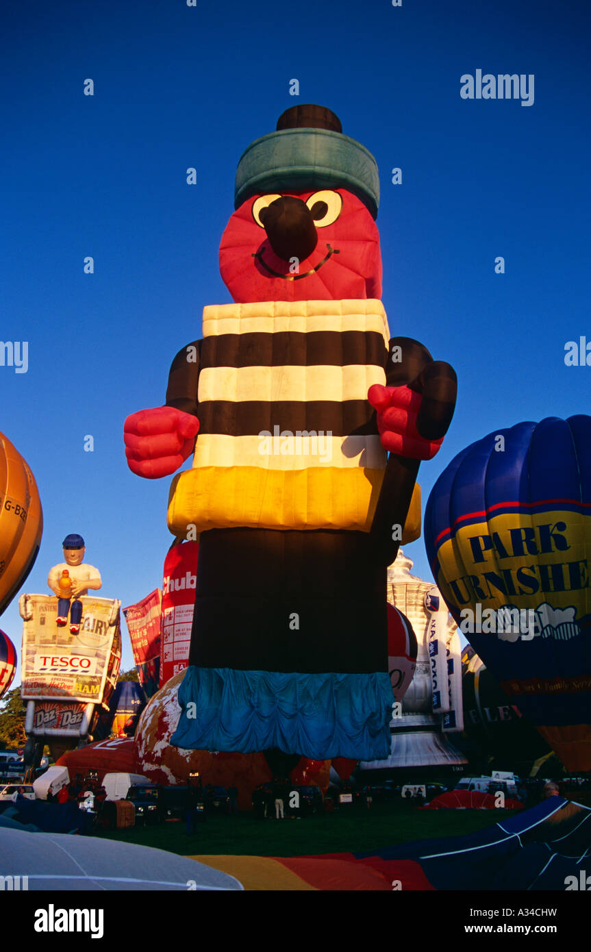 Bertie Bassett hot air balloon on the ground before take off at dawn ...