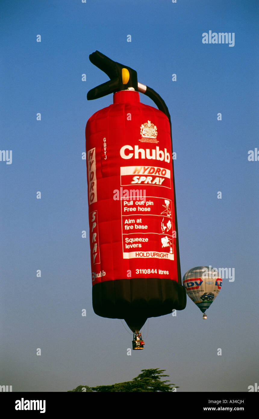 Chubb fire extinguisher hot air balloon, England Stock Photo - Alamy