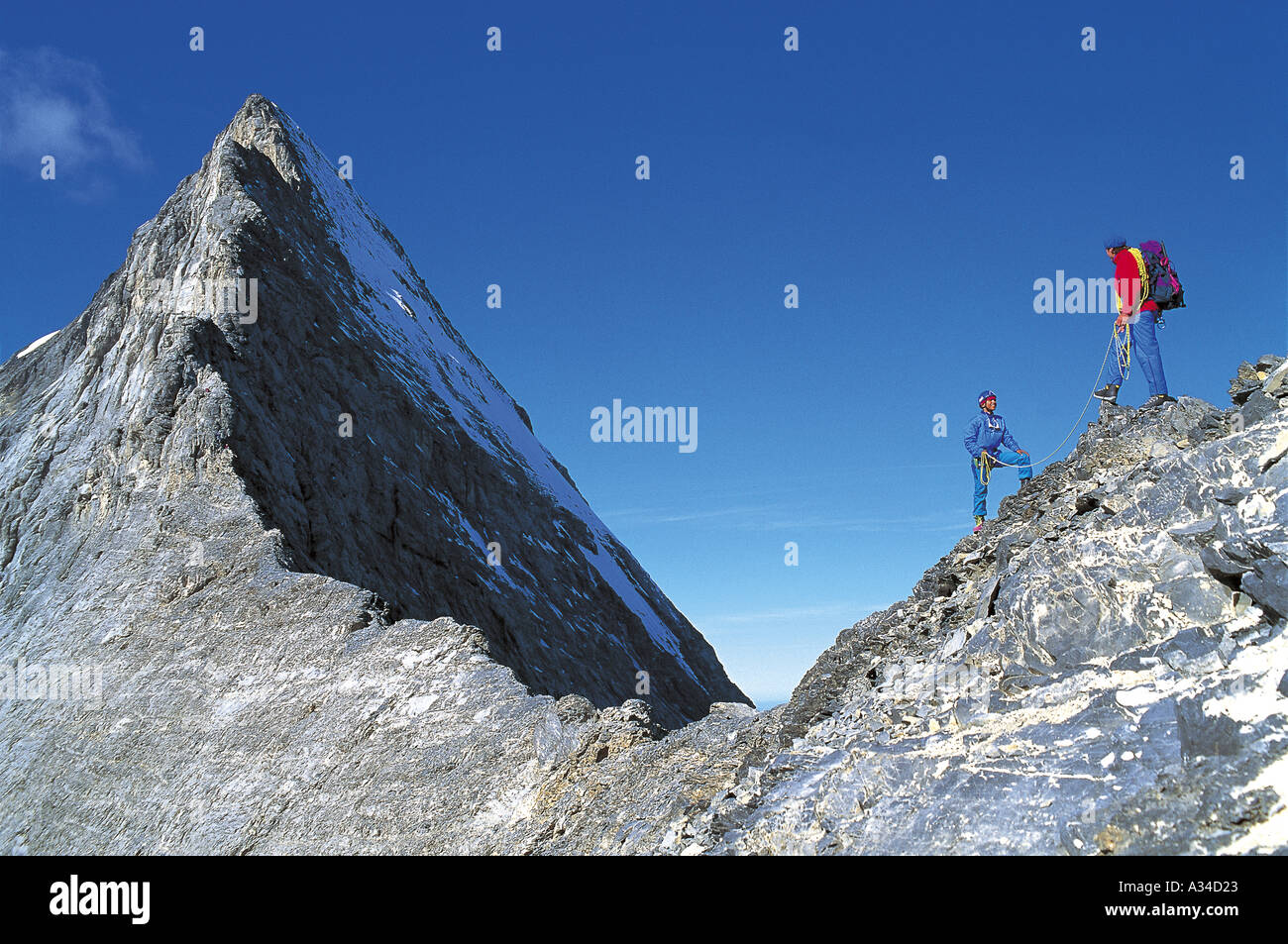 Climbers on mittellegi ridge eiger hi-res stock photography and images ...