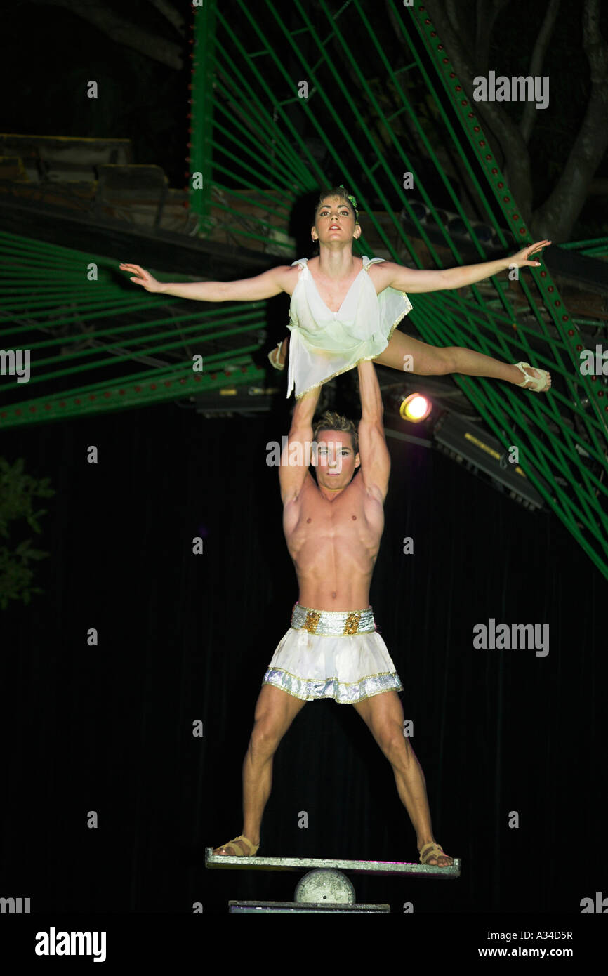 Acrobats performing at La Tropicana nightclub, Havana, Cuba Stock Photo ...