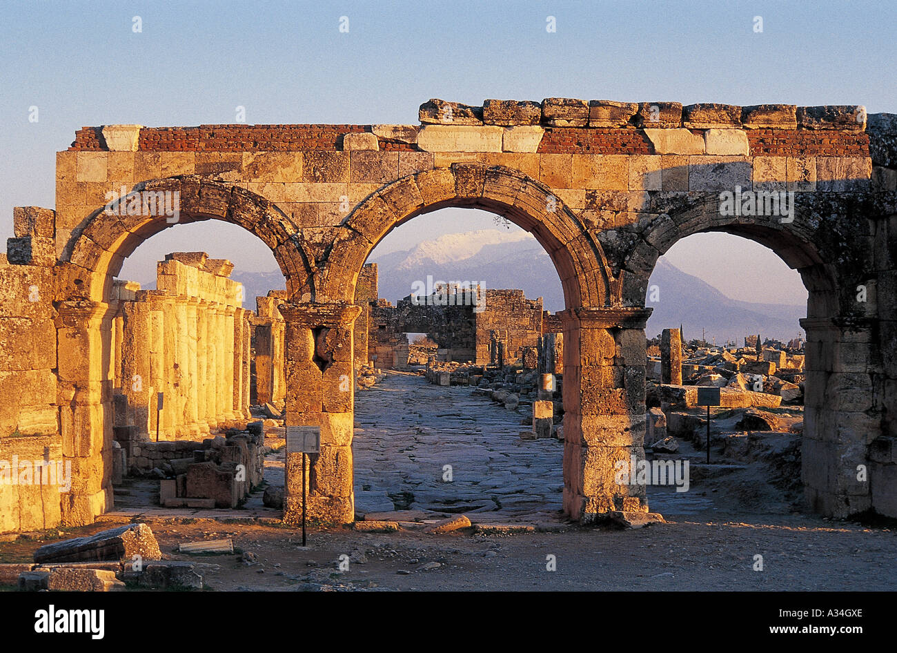 Arch gates in stone on the European ancient ruins Stock Photo - Alamy