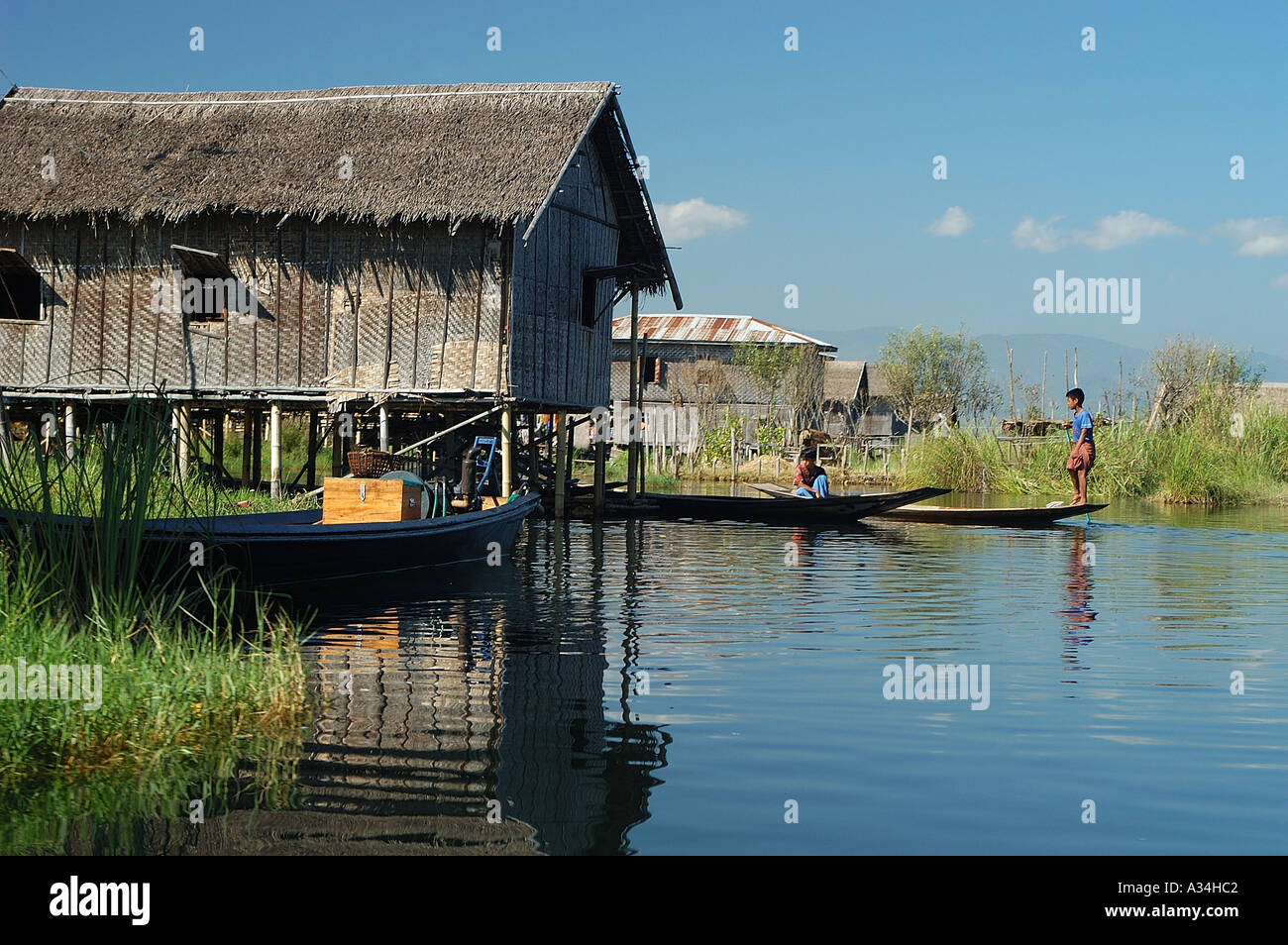 floating house village Inle Lake Burma Myanmar Stock Photo - Alamy