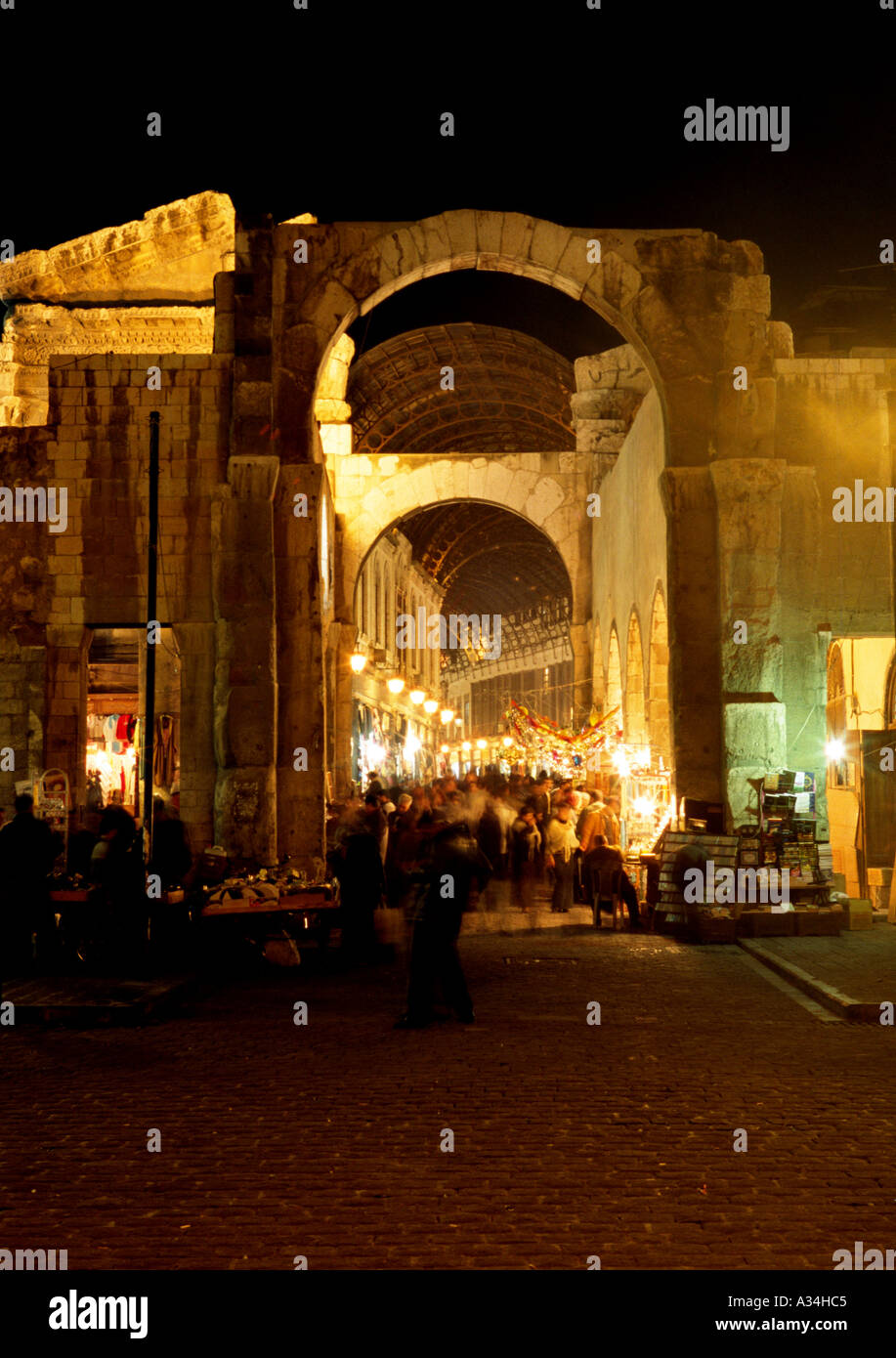 Western Temple Gate by night Damascus Syria Stock Photo - Alamy